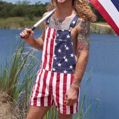 Comfortable Stretch American Flag Overalls Men Women