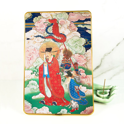 古画版文昌帝君神像画 桌面摆台铝合金相框画 摆件挂墙装饰画定制