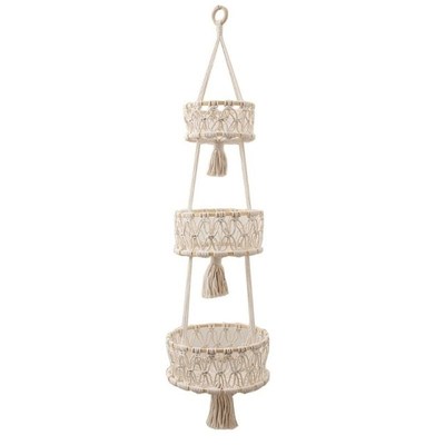 Bohemian 3 Tier Hangingu Fruit Basket Woven Macrame Tassels