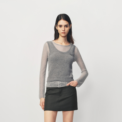 AVVENN背心叠穿纽扣细节真两件毛衫AK10601652