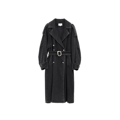 AVVENN经典大气H版型双排扣牛仔风衣AM10202776