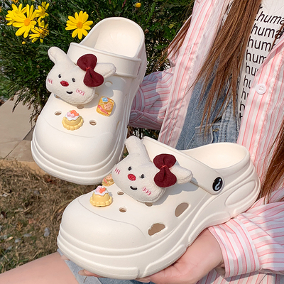 EVA新款厚底洞洞鞋女款防滑软底沙滩夏季外穿增高包头时尚凉拖鞋