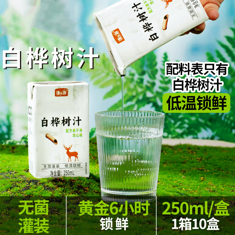 白桦树汁250ml*10盒装原汁0脂0卡健康无添加整箱