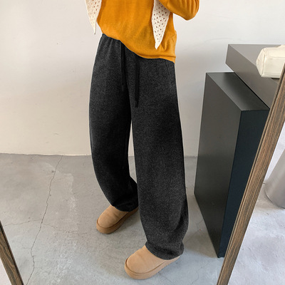 999   2026秋冬高腰羊毛直筒休闲裤女宽松显瘦加厚垂感长裤