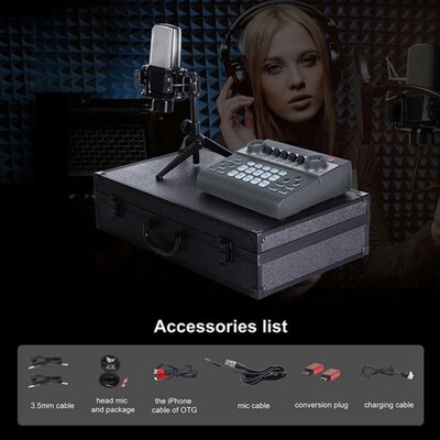 Podcast Microphone Sound Card StCudio Condenser Mic Live Sou