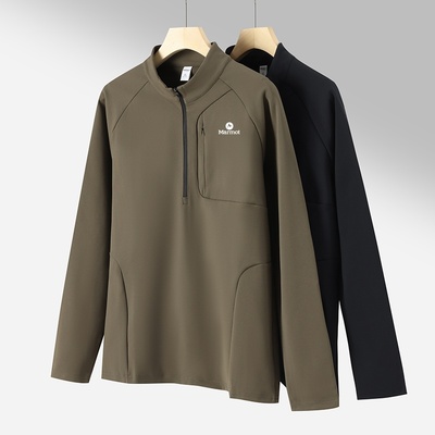 马魔山春秋半拉链立领透气卫衣男