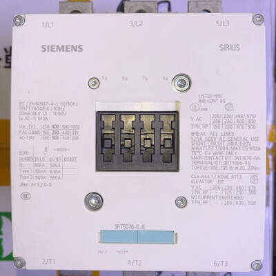 进口西门子交流接触器 型号：3RT5076…6…6，6AP3
