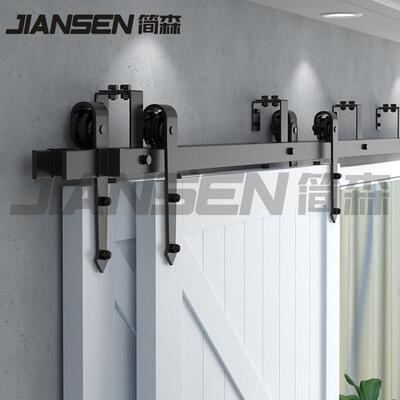 美式谷仓门吊轨箭型双轨双门bypass重叠门折叠门轨道全套五金配件