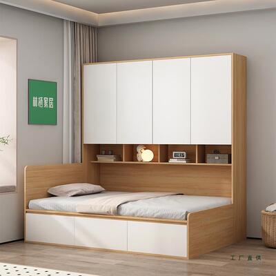 榻榻米床衣柜一体箱式床小户型现代简约可定制奶油风抽屉床储物