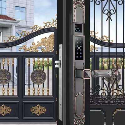 别墅门大院户外防水IP68双面指纹密码卡片通通锁app控制智能门锁