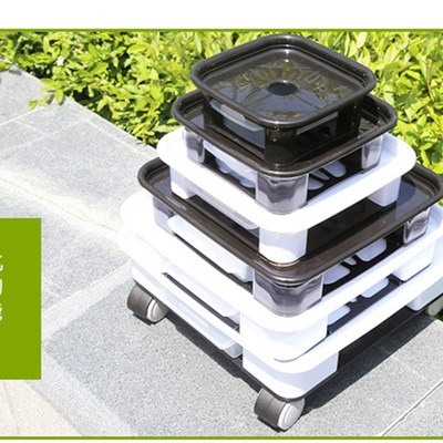 万向轮带排水槽 加厚PP树脂塑料 可移动花架花盆托盘韩版正方形