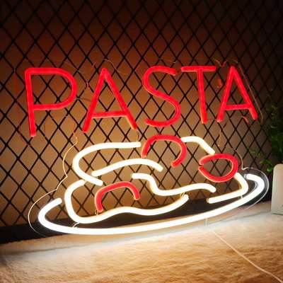 跨境亚马逊 LED发光霓虹灯pasta字母灯室内外装饰墙壁灯标识灯牌