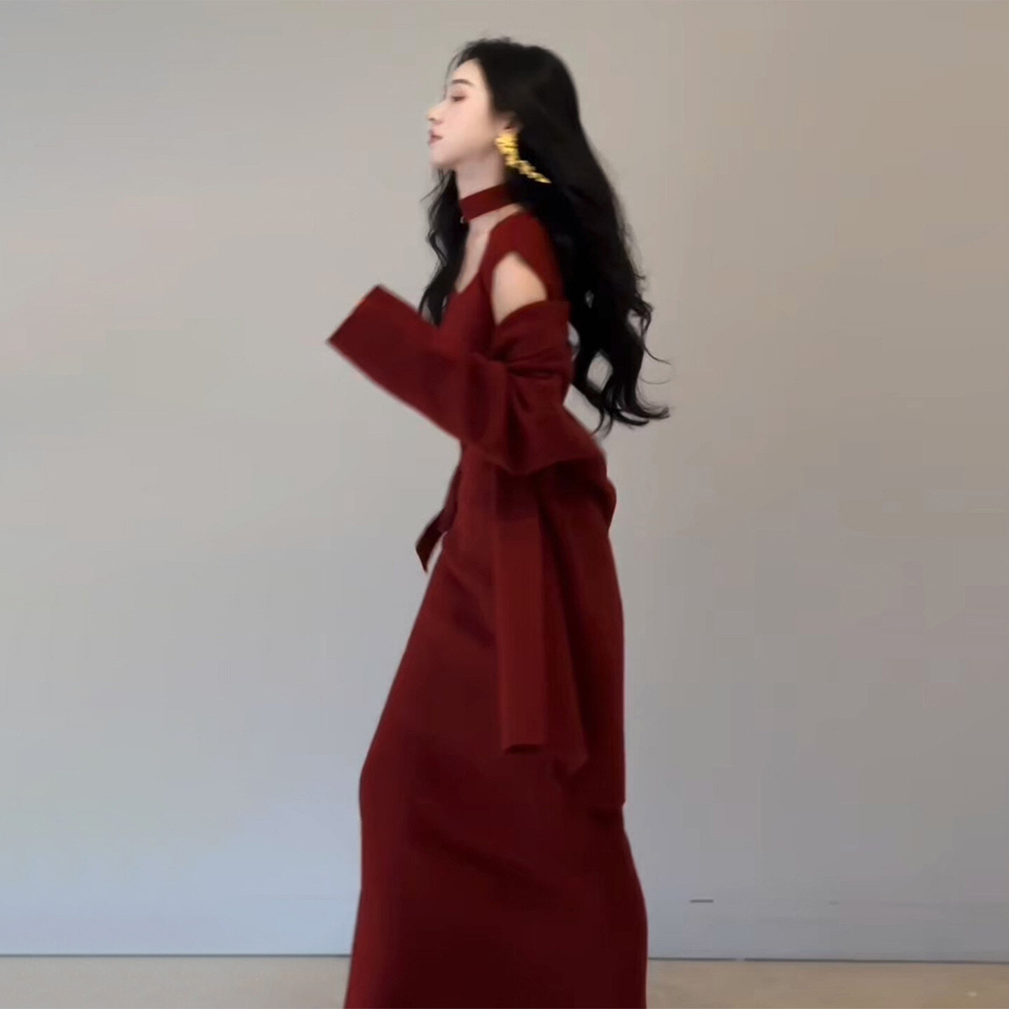 红色针织毛衣套装连衣裙子女早春季2026新款巨好看冬装穿搭一整套