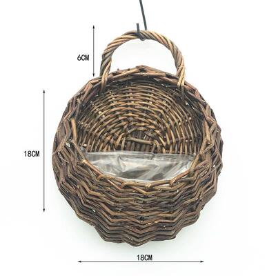 y0ez批发挂壁半壁吊篮盆悬挂壁挂式墙上挂篮篮子藤编吊兰花篮挂墙