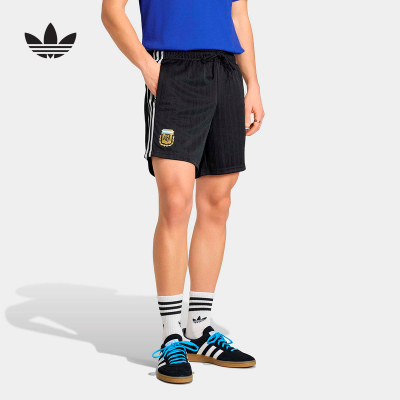 adidas阿迪达斯阿根廷队足球文化五分运动裤春男针织短裤 JZ6308