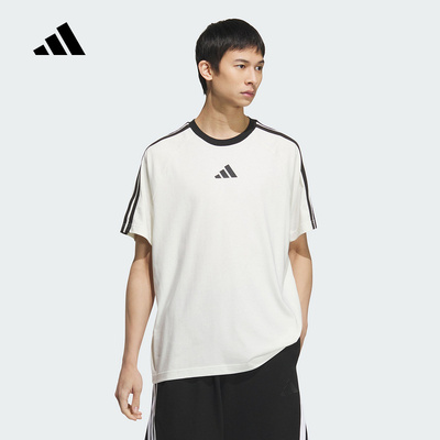 adidas阿迪达斯2025夏季新款男棉运动休闲短袖圆领T恤宽松KC3867