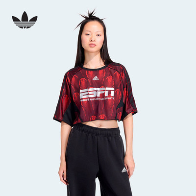 adidas阿迪达斯三叶草满印运动短袖球衣2026夏女T恤上衣 KD0502