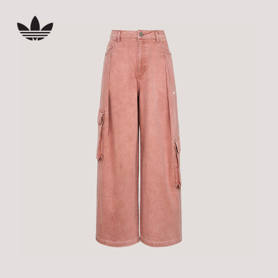 adidas阿迪达斯三叶草工装风宽松运动裤2026春女牛仔长裤 KU9534