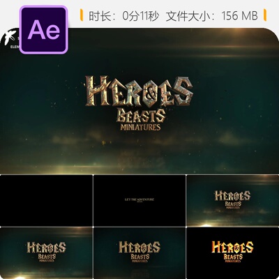 AE模板史诗冒险游戏LOGO动画Dungeons and Dragons奇幻英雄3D元素