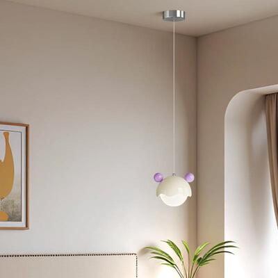 法式奶油风卧室床头吊灯2025新款护眼可升降悬停蛋壳儿童房吊线灯