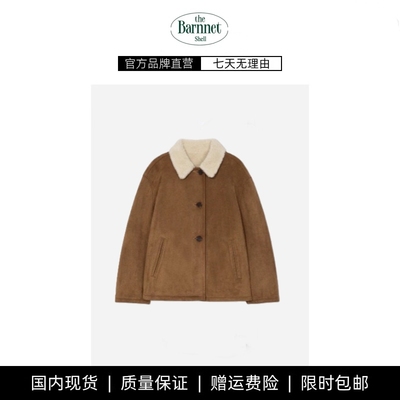 【现货】theBarnnet shell翻领单排扣麂皮夹克韩系女皮毛一体外套