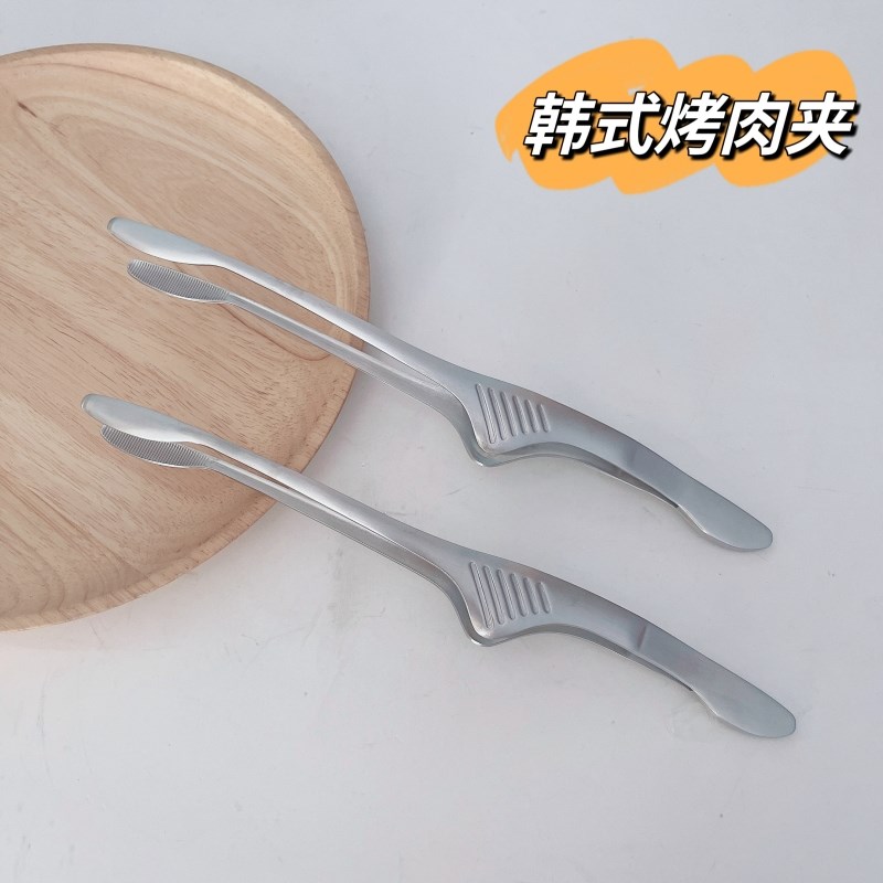 韩式可站立不锈钢食品夹子厨房烤肉烧烤煎牛排加长料理夹姜妍同款