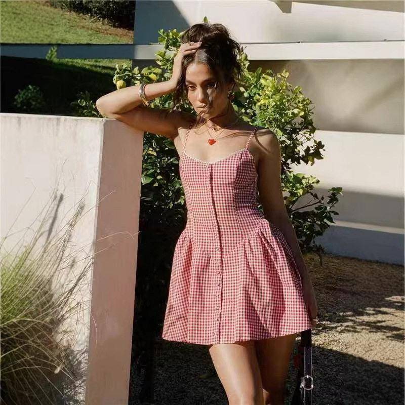Toulouse Dress Red Gingham Mini