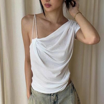 Women Color Asymmetrical Backless Cami Slim Daily Outings