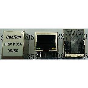 HR911105A内置网络变压器的RJ-45接头 带灯 网络变压器