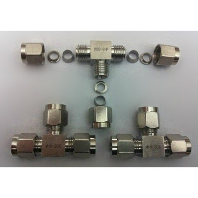 。304不锈钢卡套三通接头 英制管1/8 1/4 3/8 1/2 6.35 9.53 12.7