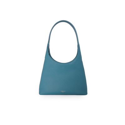 FIBRENO小号牛皮HOBO包荔枝纹蓝色DIECI HOBO BAG MINI • O.BLUE