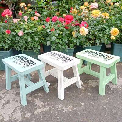 外贸出口亚马逊爆款别墅庭院装饰花架花园杂货 MOUVEMENT木头花凳