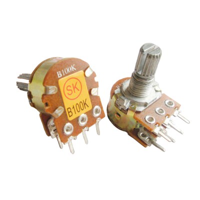 148双联6脚B100K B50K B20K B10K-15MM花轴电位器 16型碳膜电位器