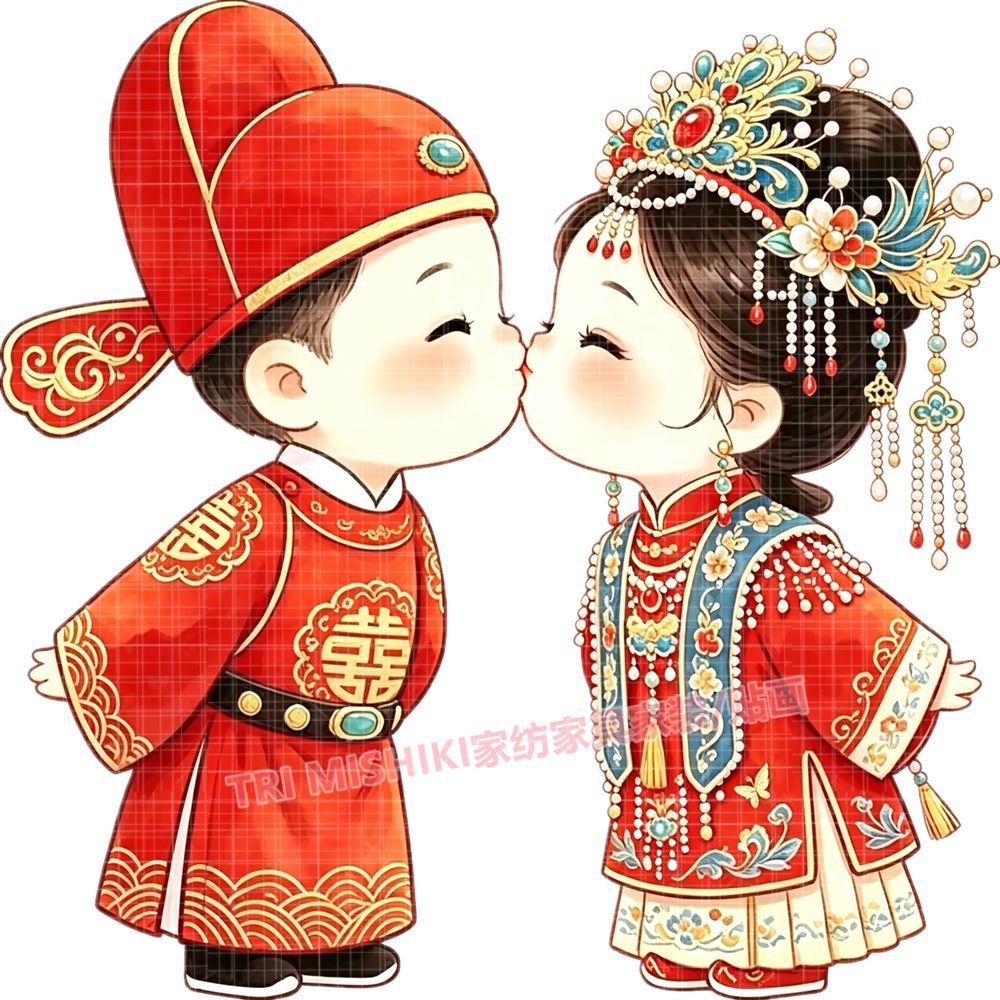 新婚夫妻宝宝贴纸新款可爱卡通中式贴画婚房布置喜庆墙贴自粘门贴