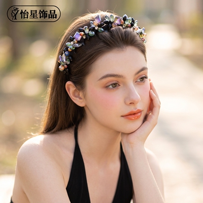 怡星森系复古花朵水晶发箍