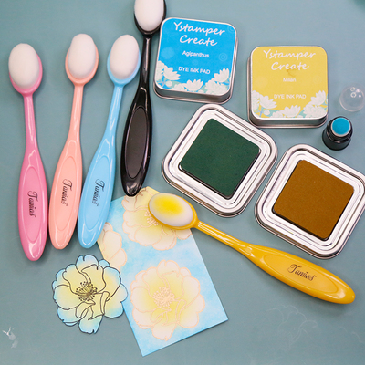 涂抹上色刷子套装印台印泥上色染卡手帐剪贴工具卡片晕染涂色可爱