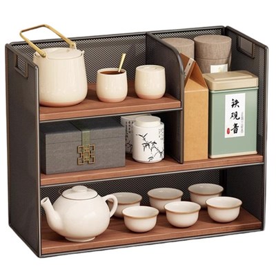 桌面茶具置物架小型茶杯博古架茶叶摆放柜杯架收纳柜茶桌茶柜架子