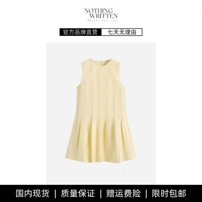 【现货】NOTHING WRITTEN标准版型亚麻百褶迷你连衣裙春新品裙子