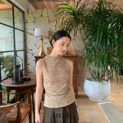 AIXILI爱西里-杜塞画廊佩利斯针织印花高级无袖针织上衣背心A2508