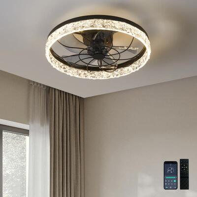 跨境Alexa音箱控110v风扇吸顶灯轻奢北欧卧室电扇灯静音餐厅客厅