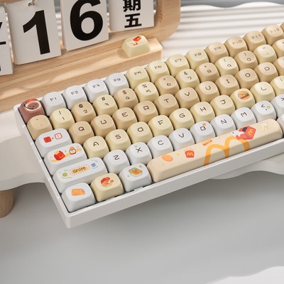 moa喵当劳主题键帽pbt热升华适配机械键盘61 68 75 87 98 100 108