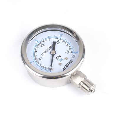 ACUTEK 304不锈钢压力表 Y60BF 1.6mpa  M14*1.5耐高温氨气压力表