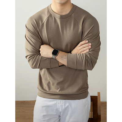 莫代尔亲肤休闲插肩袖长袖T恤男