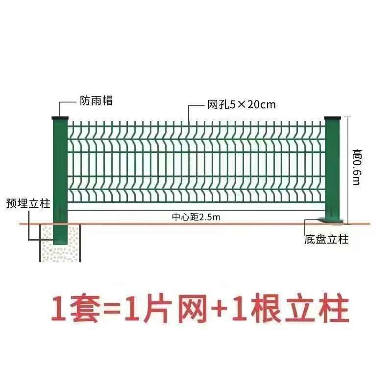 桃型柱护栏网小区别墅铁丝网园林围栏加粗机场防护隔离网围墙家用