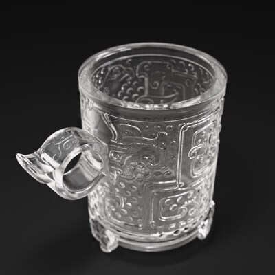 ogrm奥格博物馆纽约大都会明 勾云凤鸟纹玉卮琉璃杯酒杯长辈送礼