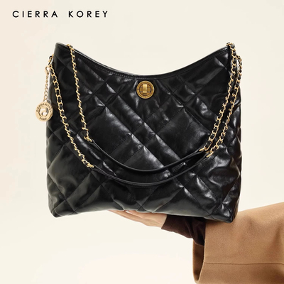 Cierra Korey官网 托特包包女士2025新款大容量菱格链条斜挎包