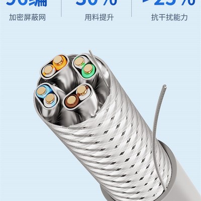 新国家标准6E类10g网线高速双屏蔽Cat6A网线I工程家用50/100/ 305