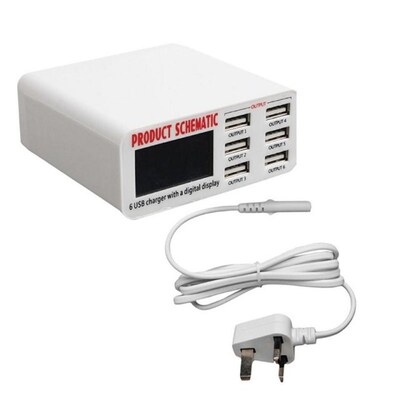 AU/EU/US/UK Plug 6A 6 USB wPort Fast Charger Wall Charging A