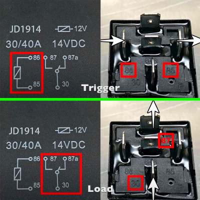 厂家货源10件装30/40AMP防水5针12V继电器开关JD1914汽车继电器