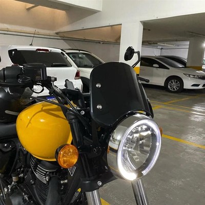 适用皇家恩菲尔德Meteor350改装复古挡风玻Q璃挡风板挡风玻璃护罩